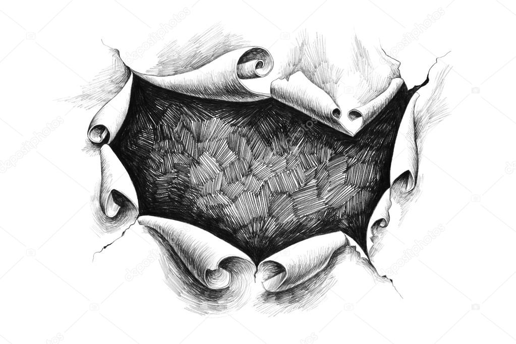 Breakthrough paper hole in the rough. Stock Illustration by ©artkamalov ...