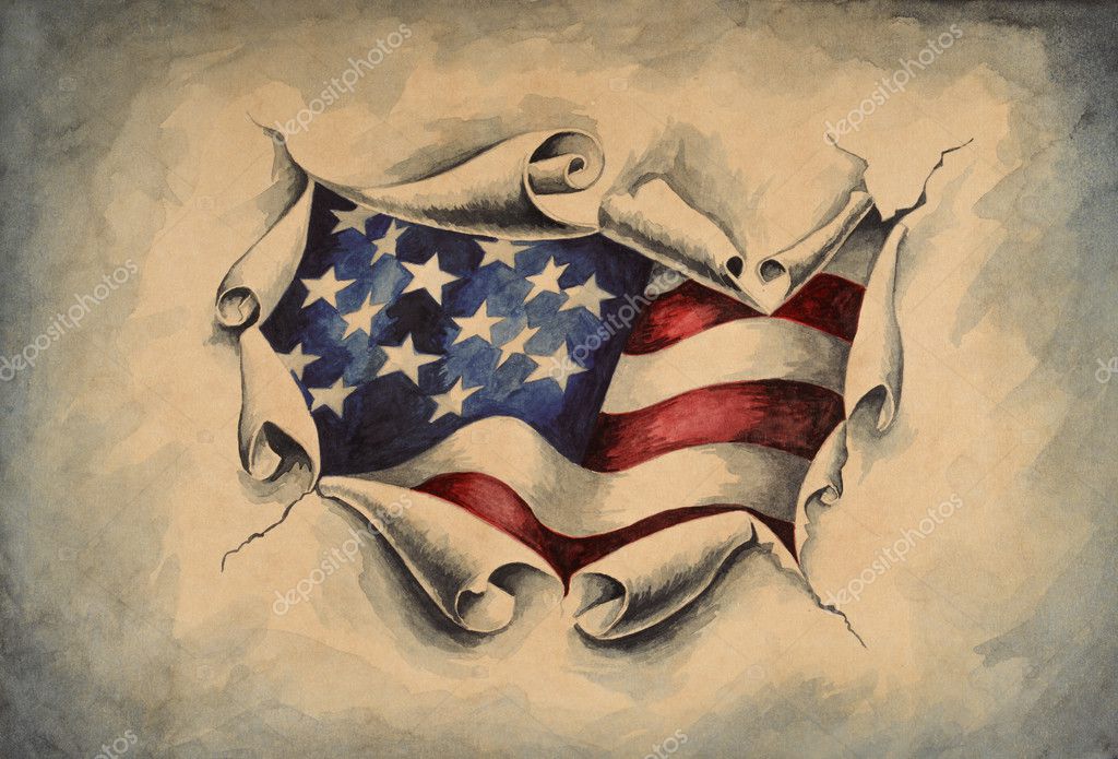 American Flag Pencil Drawings