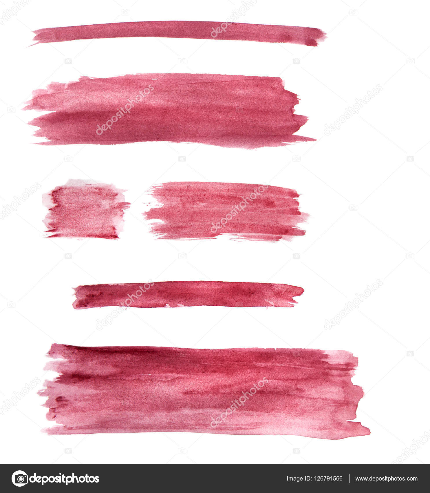 Watercolour Painted set Buttons / Lines with burgundy color Stock Photo ...