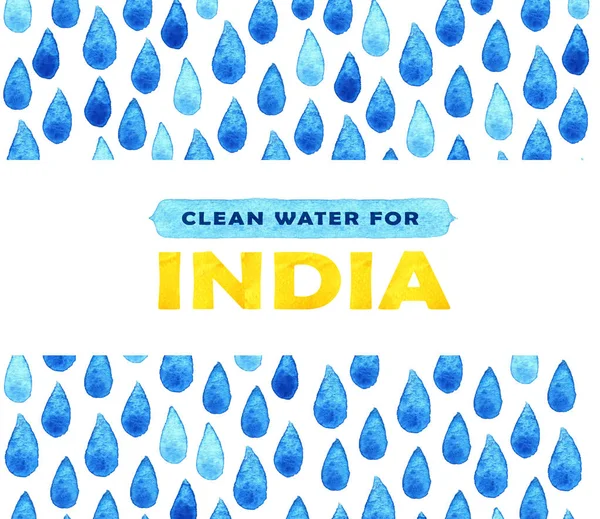 Charity clean Water poster. Watercolor rainy hand painted illustration ...