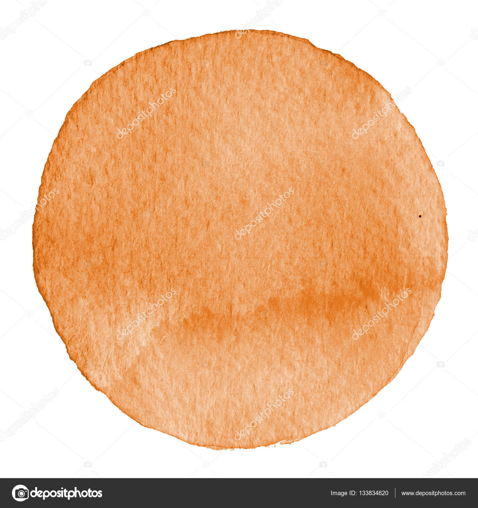 Brown watercolor circle. Stain with paper texture. Design element ...