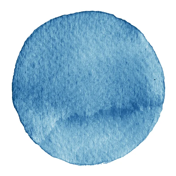 Blue watercolor circle. Stain with paper texture. Design element ...