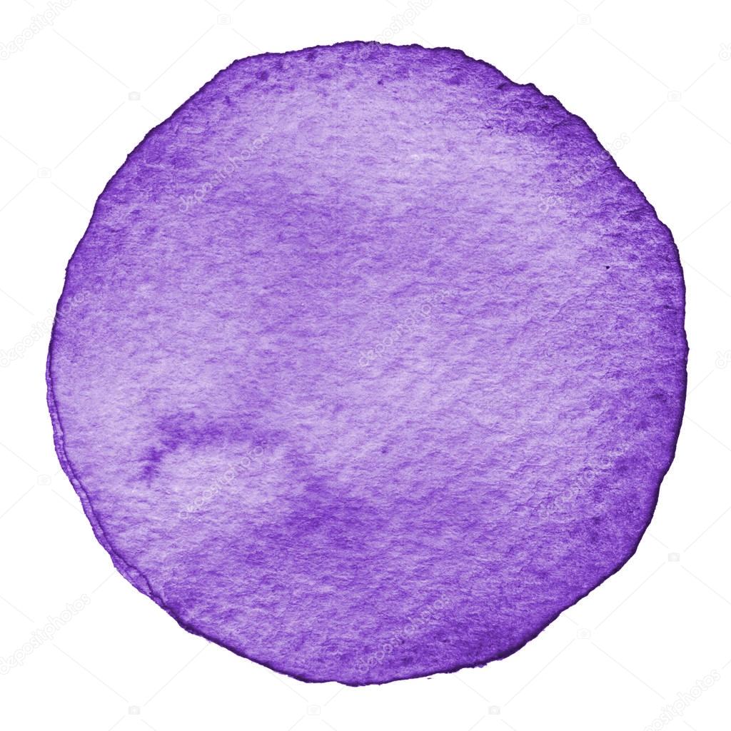 Purple watercolor circle. Stain with paper texture. Design element ...