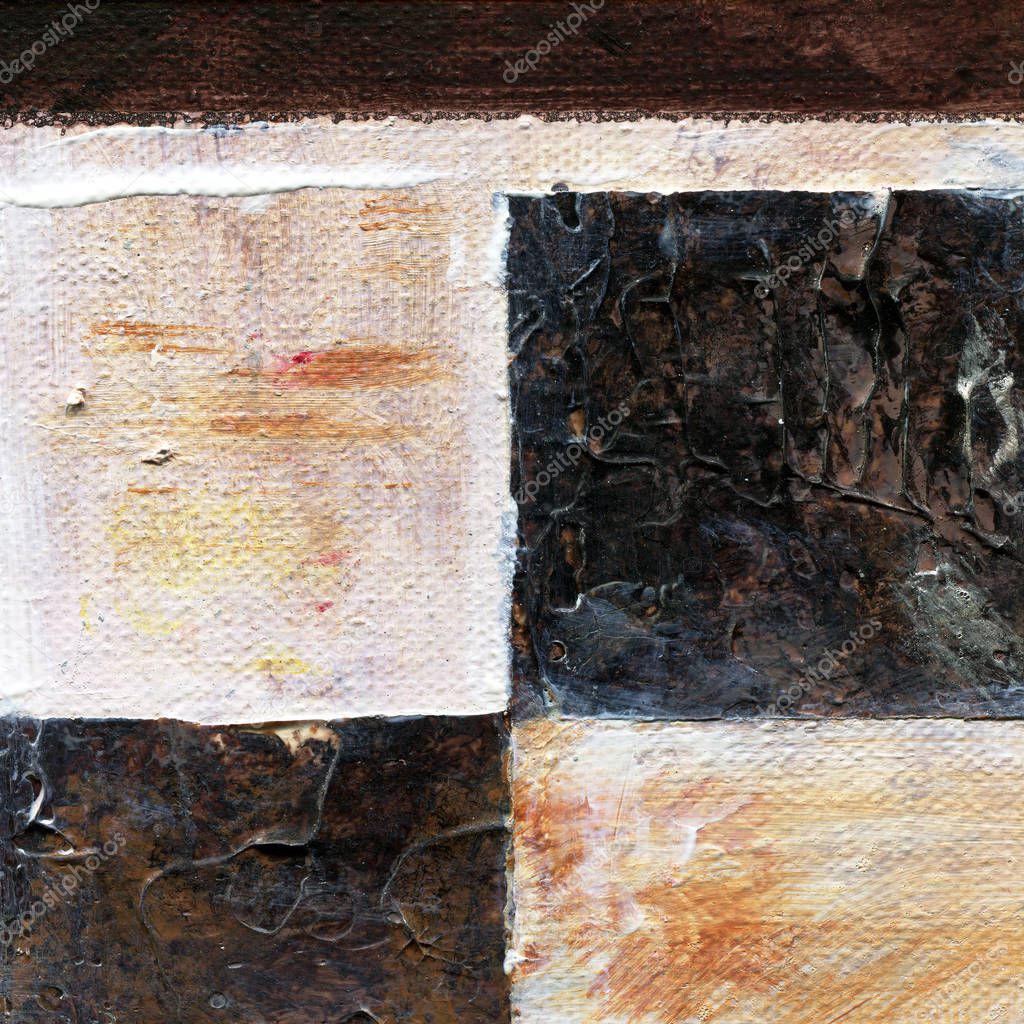 Abstract checkered pattern painted with acrylic or oil paints on canvas ...