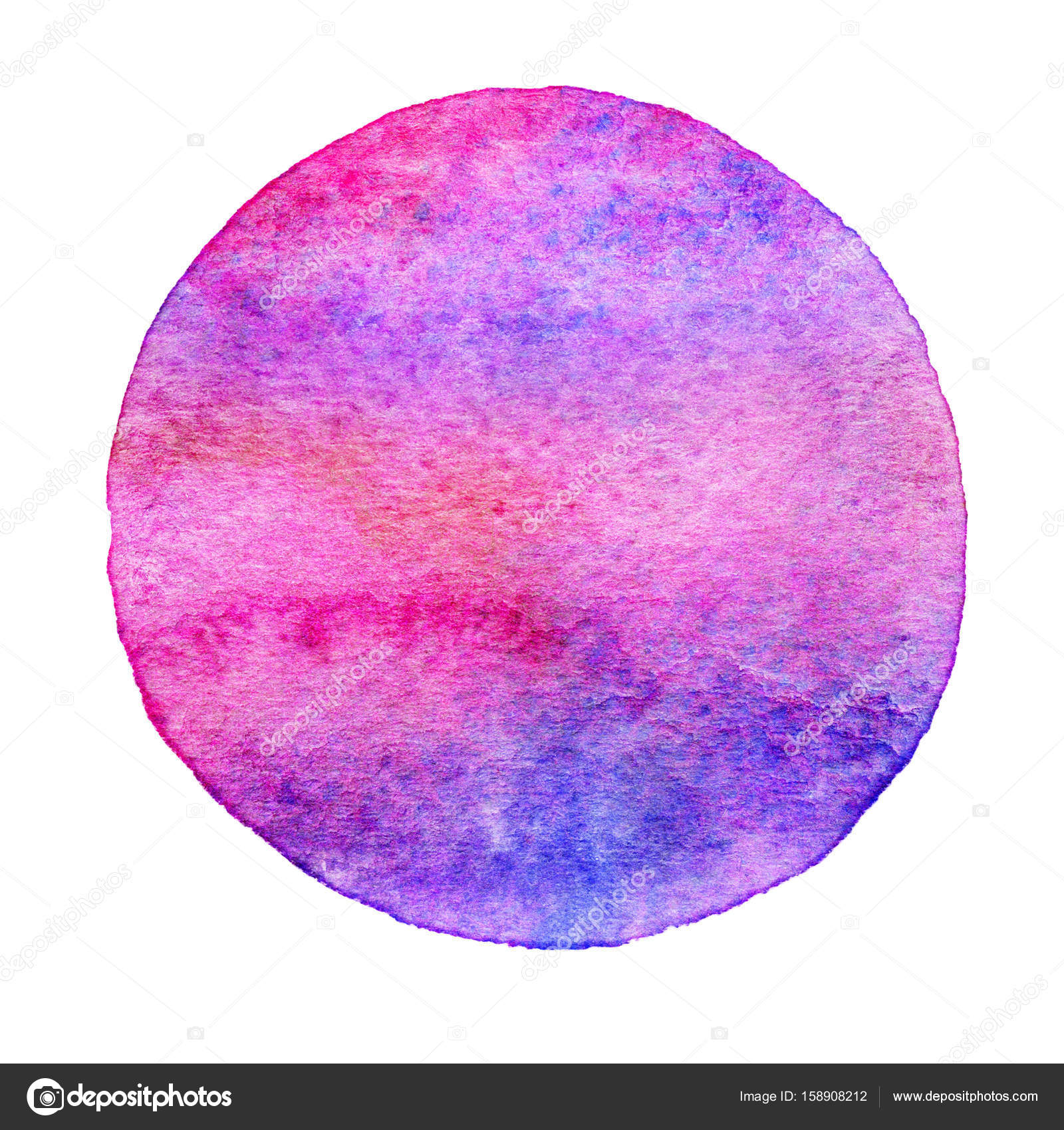 Pink blue circle painted with watercolor on a white background — Stock ...