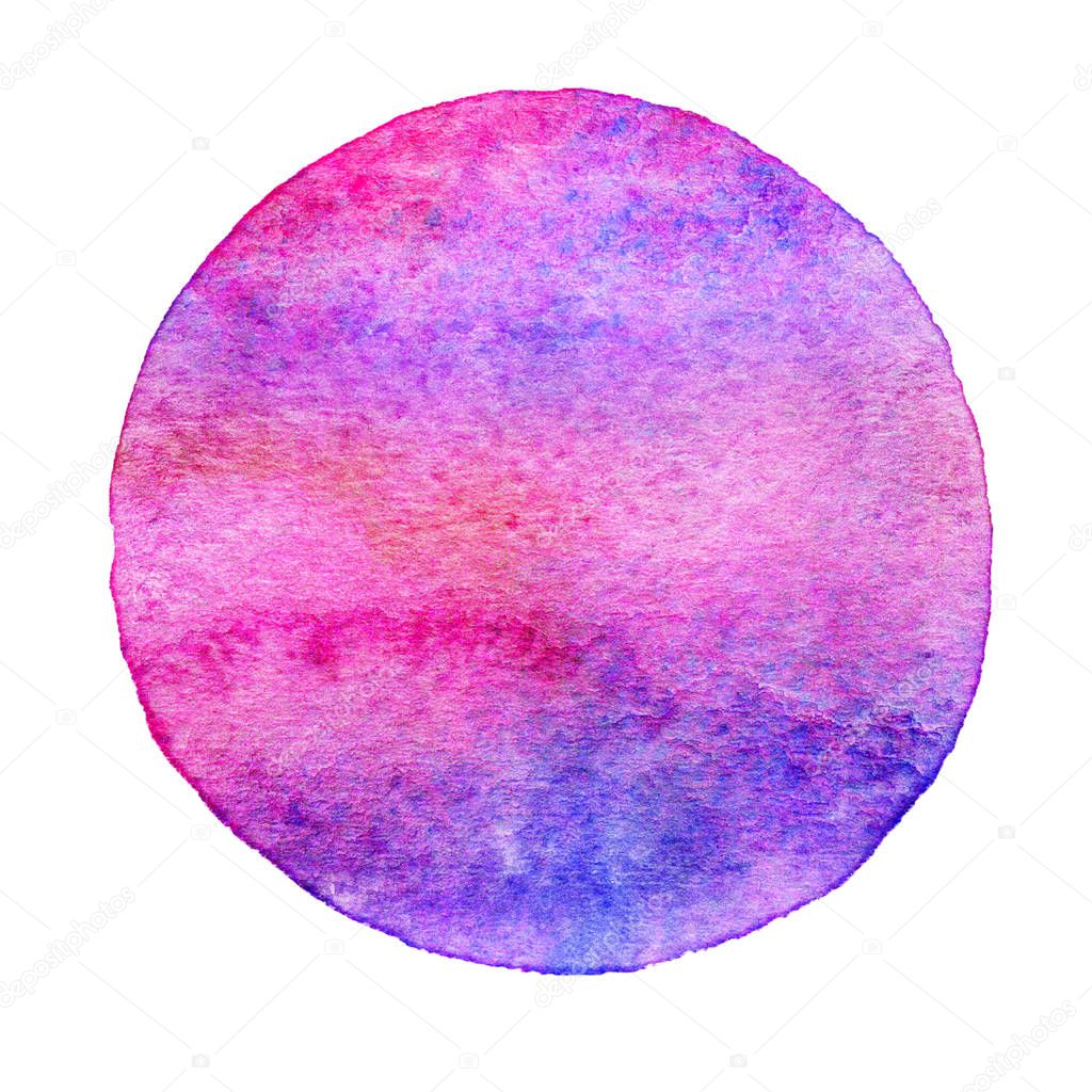 Pink blue circle painted with watercolor on a white background — Stock ...