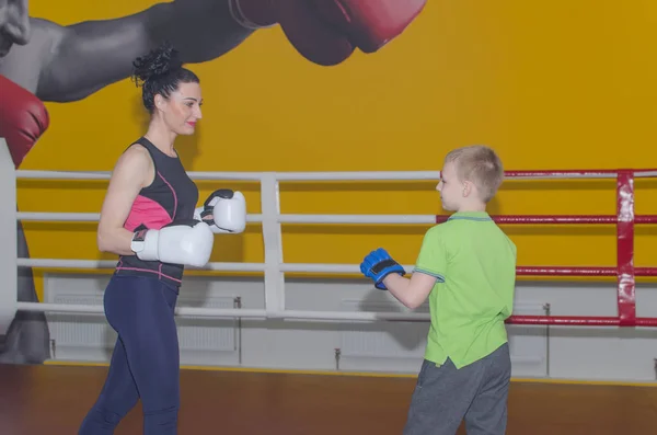 Son Boxing Gloves Training Father Gym — Stock Photo © VitalikRadko ...