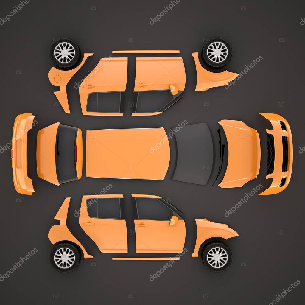 Car parts.Top view. 3D illustration Stock Illustration by ©Studiotan ...