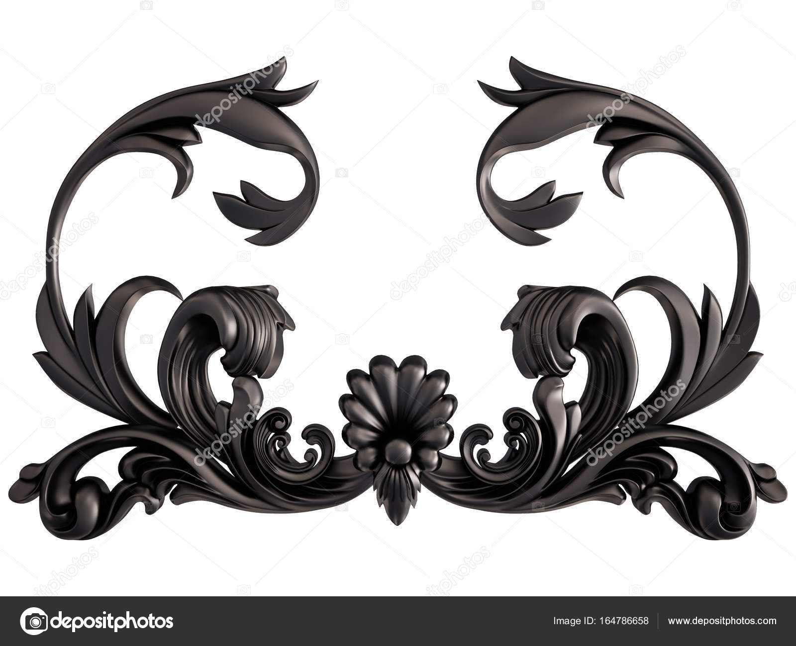 Black ornament on a white background. Isolated — Stock Photo ...