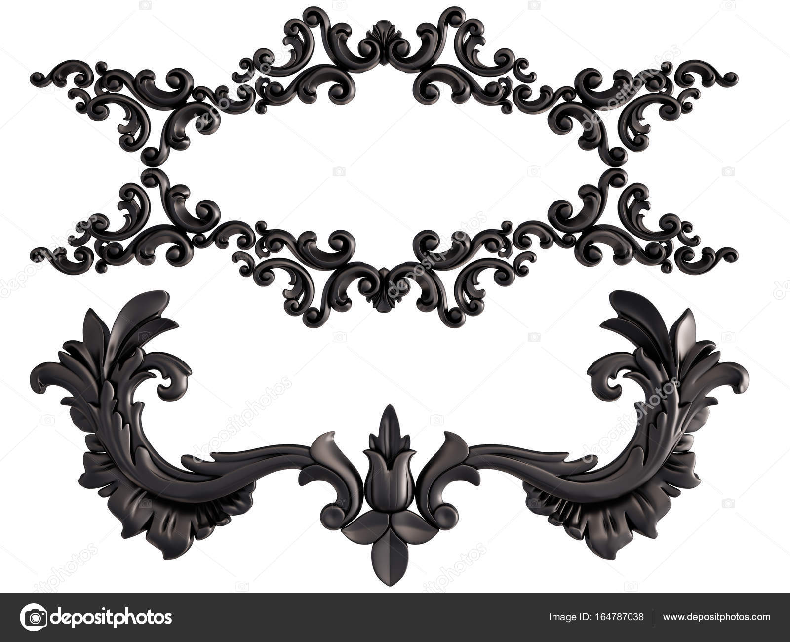 Black ornament on a white background. Isolated Stock Photo by ...