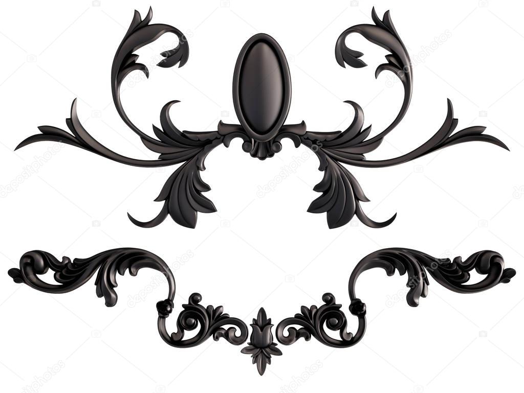 Black ornament on a white background. Isolated — Stock Photo ...