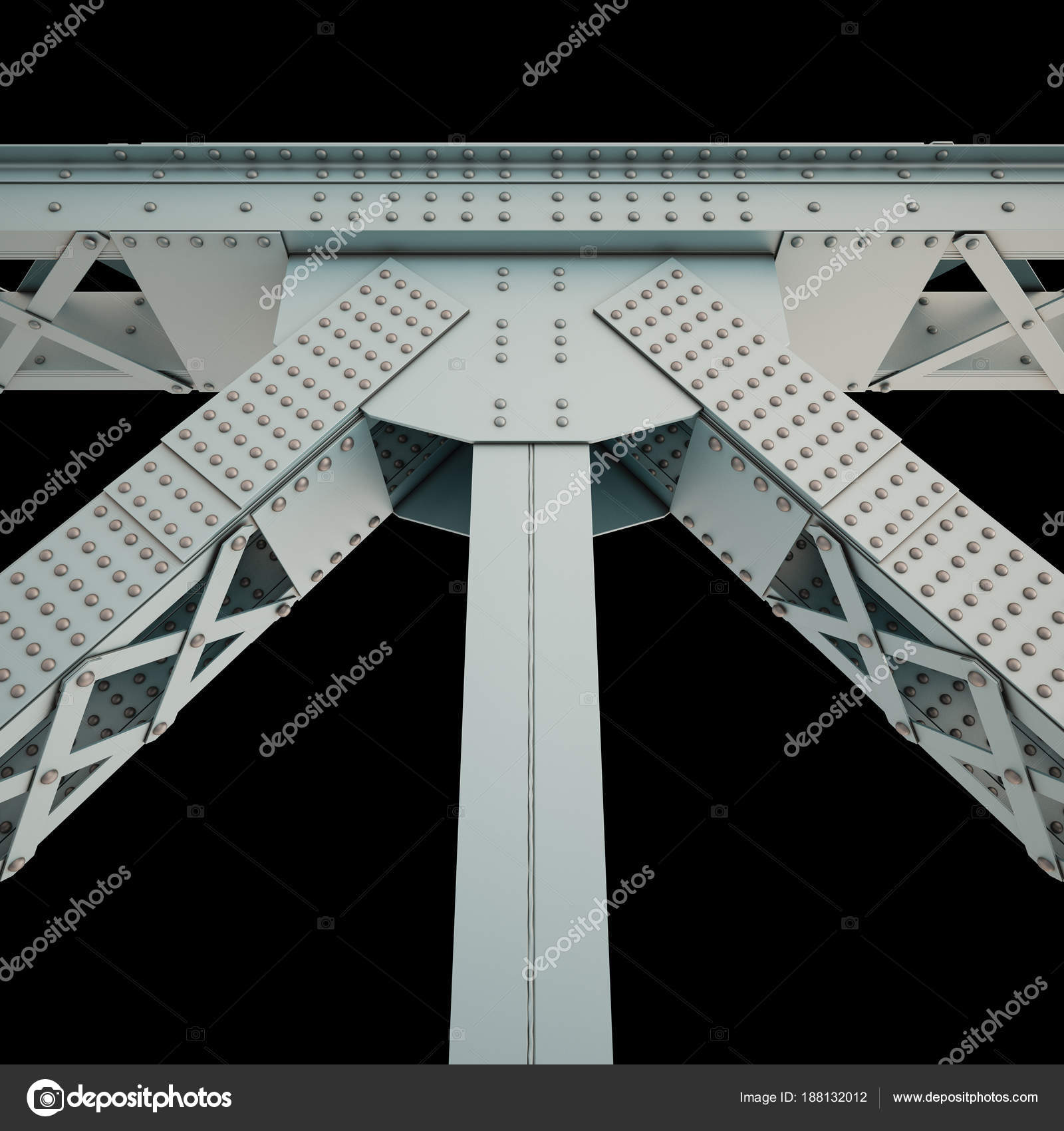 Steel Beam Structure on a black background. Isolated — Stock Photo ...