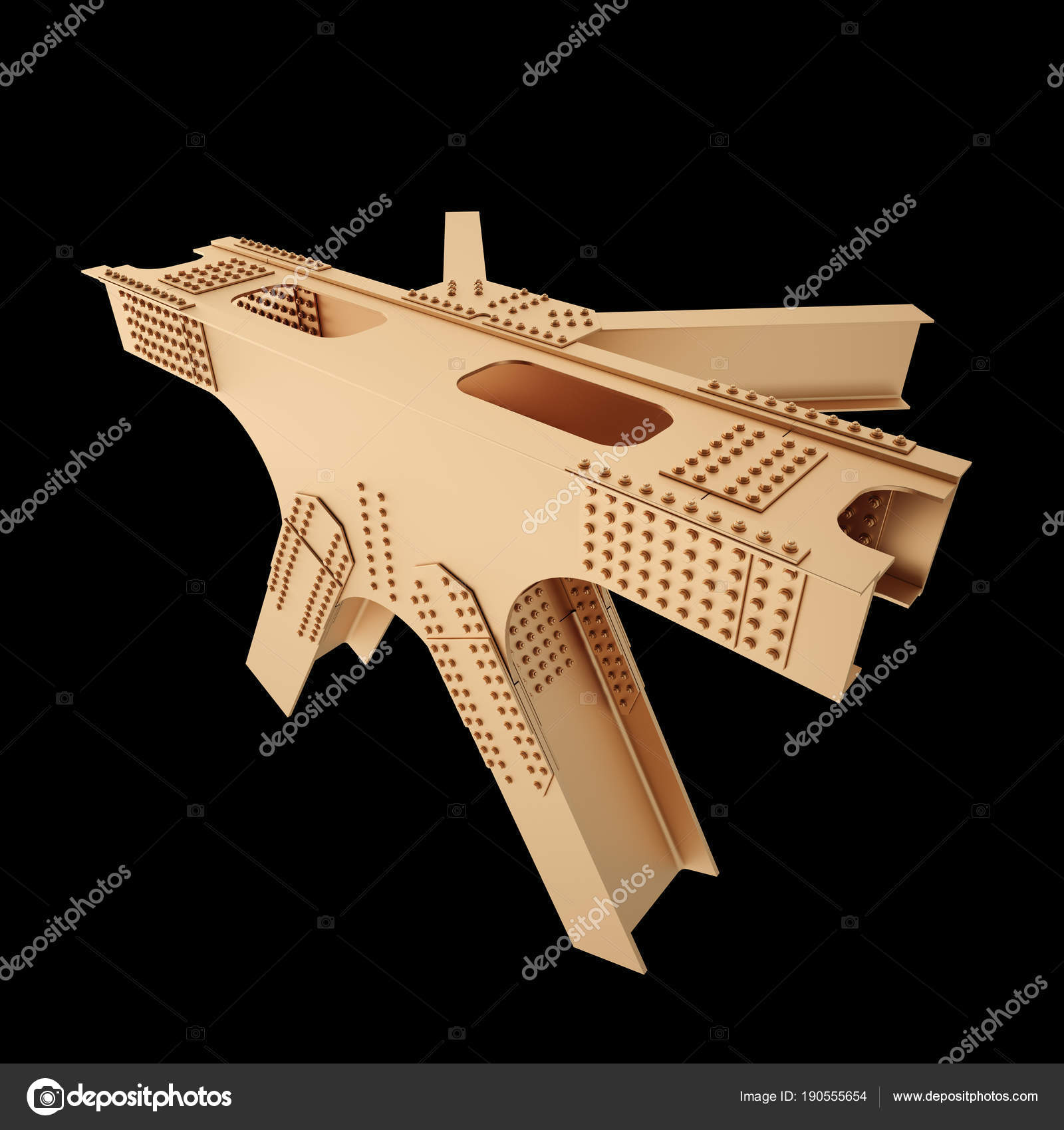 Gold Beam Structure on a black background. Isolated Stock Photo by ...