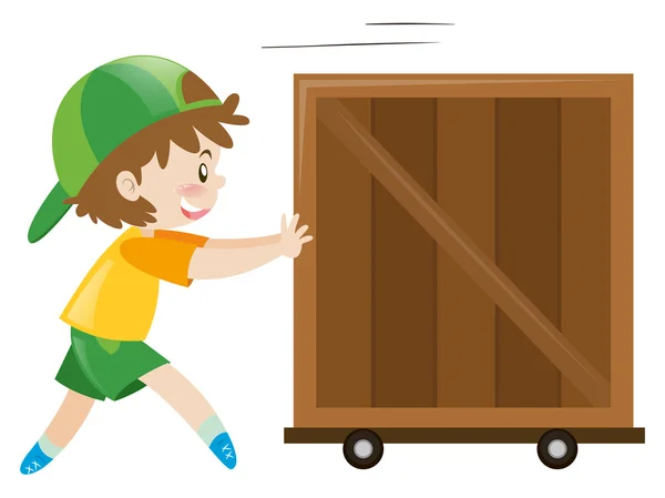 Two boys pushing wooden box Stock Vector Image by ©brgfx #128564416