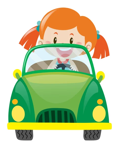 Schattig Meisje Rijden Auto Cartoon Illustratie stockvector door ©brgfx ...