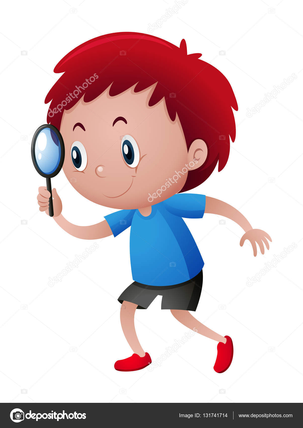 Niño mirando a través de lupa Vector de stock por ©brgfx 131741714