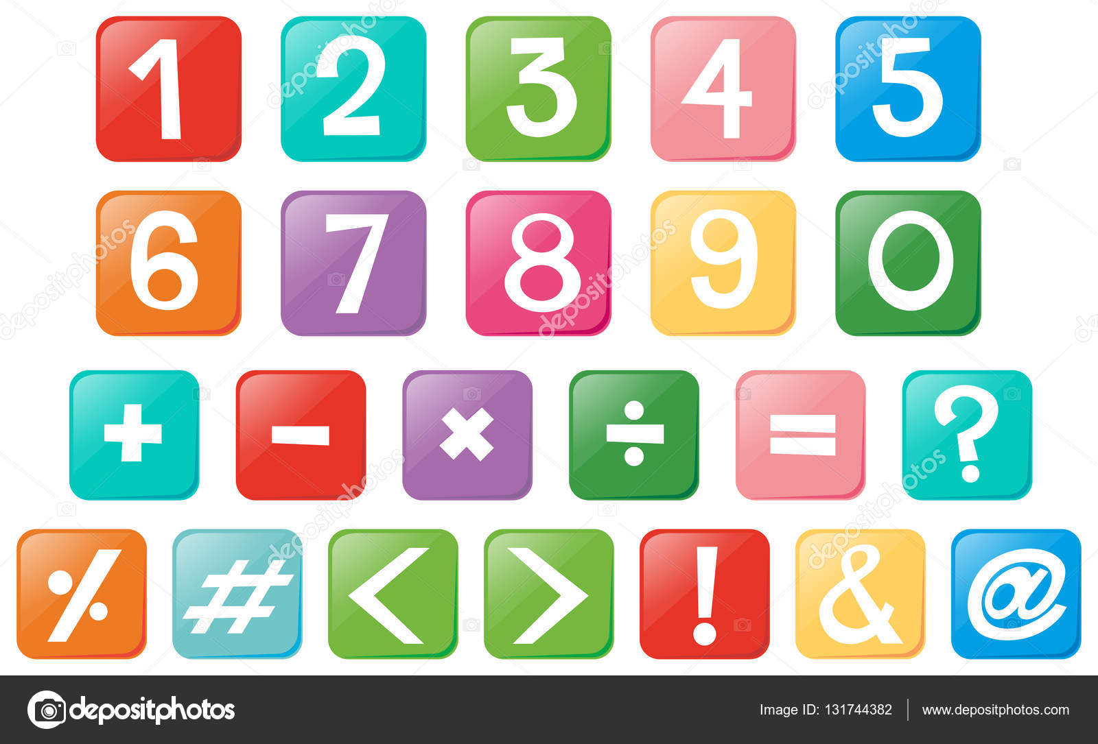 Number and signs on square buttons Stock Vector by ©brgfx 131744382