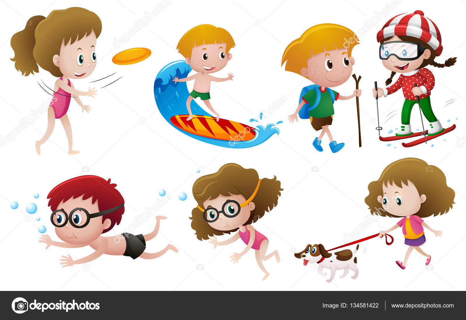 Kids doing different activities Stock Vector Image by ©brgfx #134581422