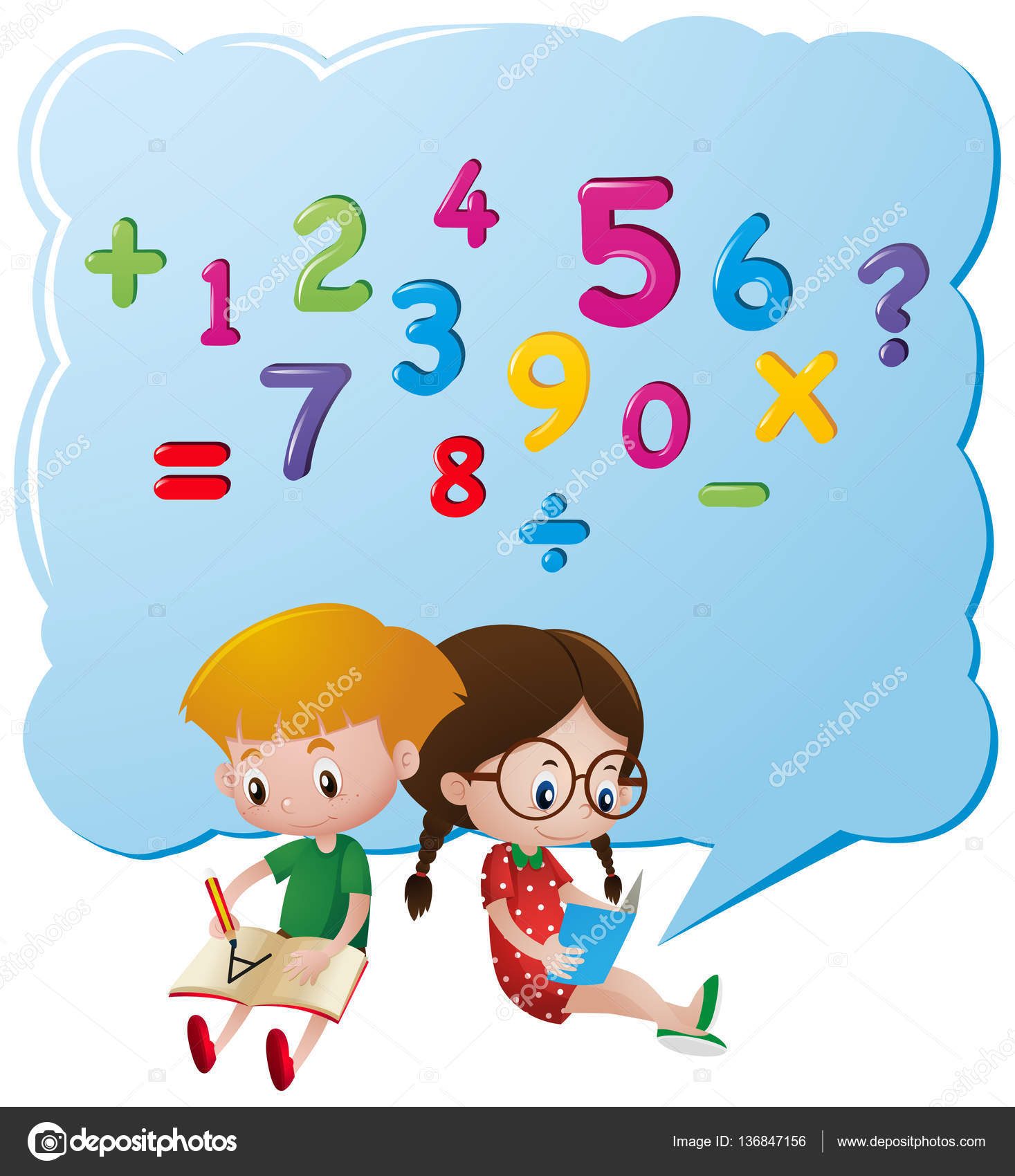 Duas crianças contando números — Vetor de Stock © brgfx #136847156