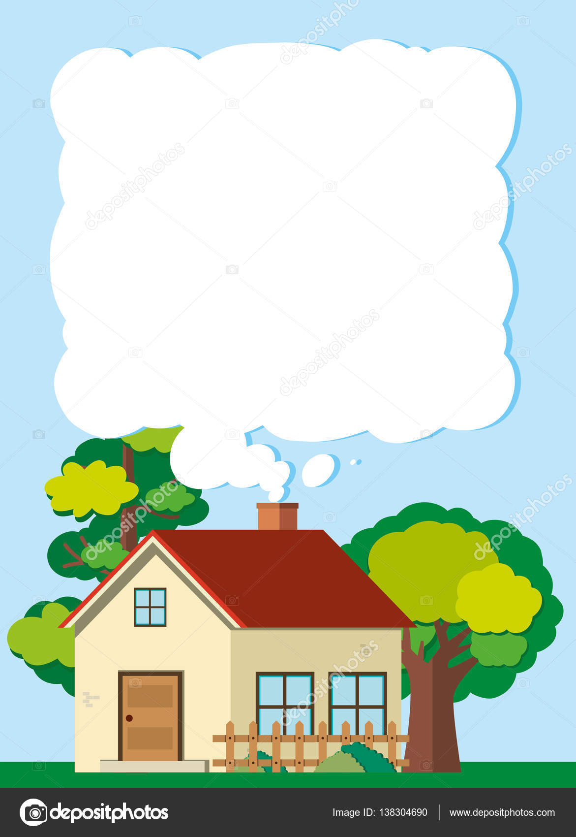 Border template with house in the field Stock Vector by ©brgfx 138304690