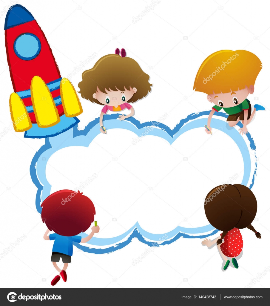 Plantilla de frontera con dibujo de niños Vector de stock #140428742 de ...