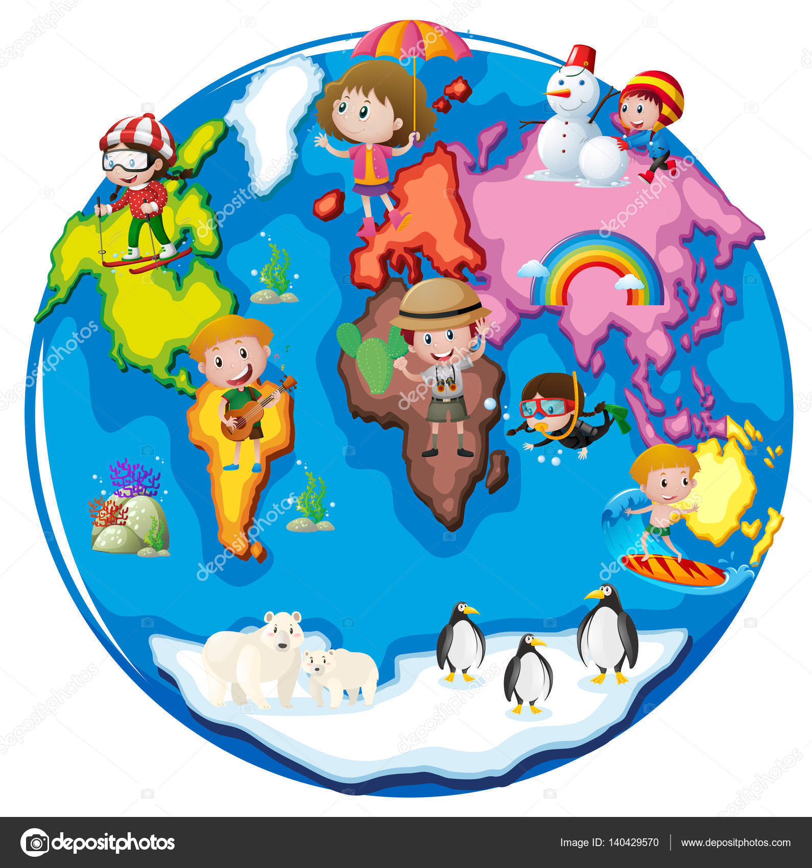 Children in different parts of the world Stock Vector by ©brgfx 140429570