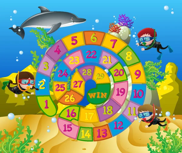 Boardgame template with kids diving under the sea Stock Vector Image by ...