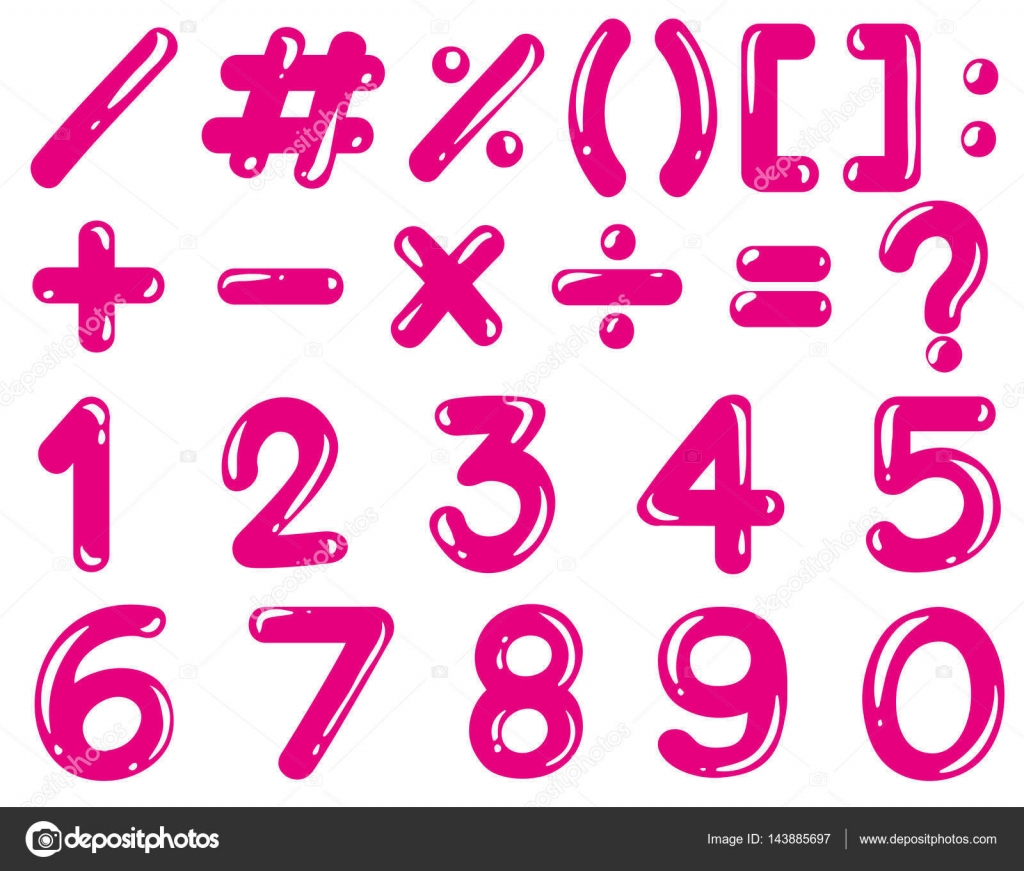 Números y signos matemáticos en color rosa Vector de stock #143885697 ...