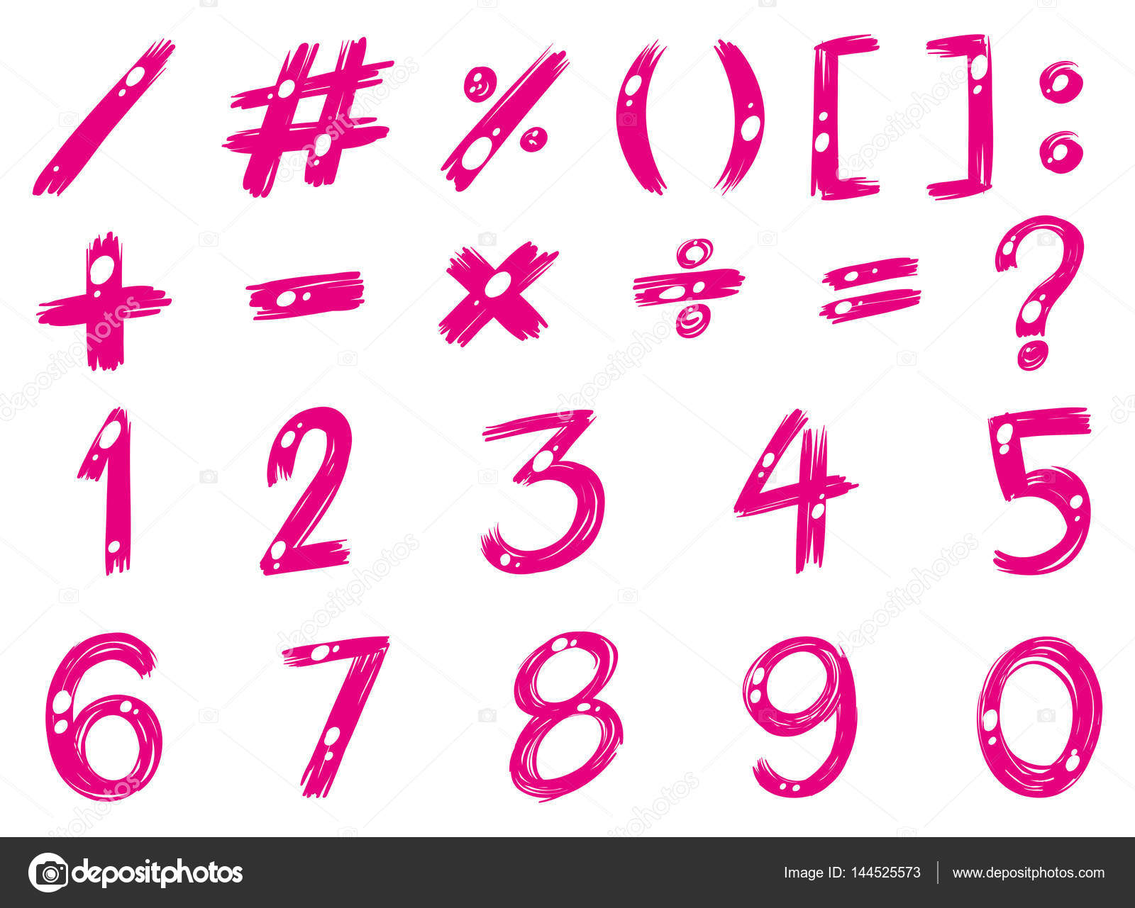 Números y signos en color rosa Vector de stock por ©brgfx 144525573