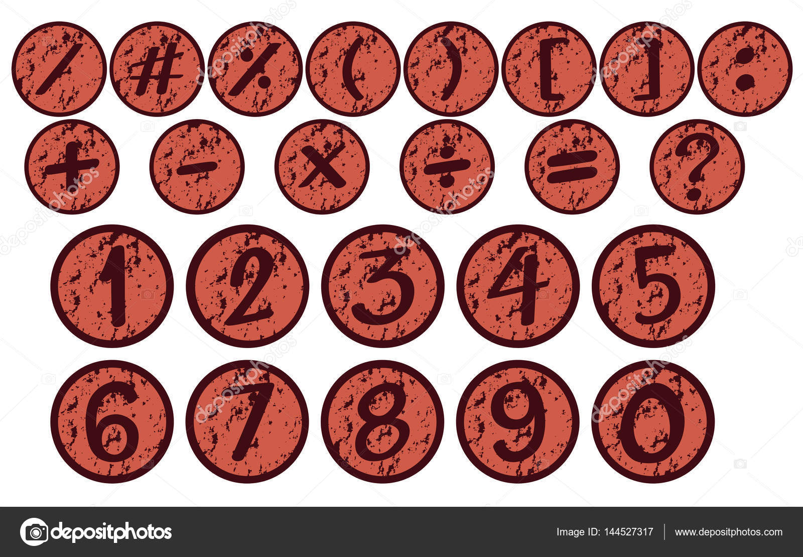 Numbers and signs on round badges Stock Vector by ©brgfx 144527317