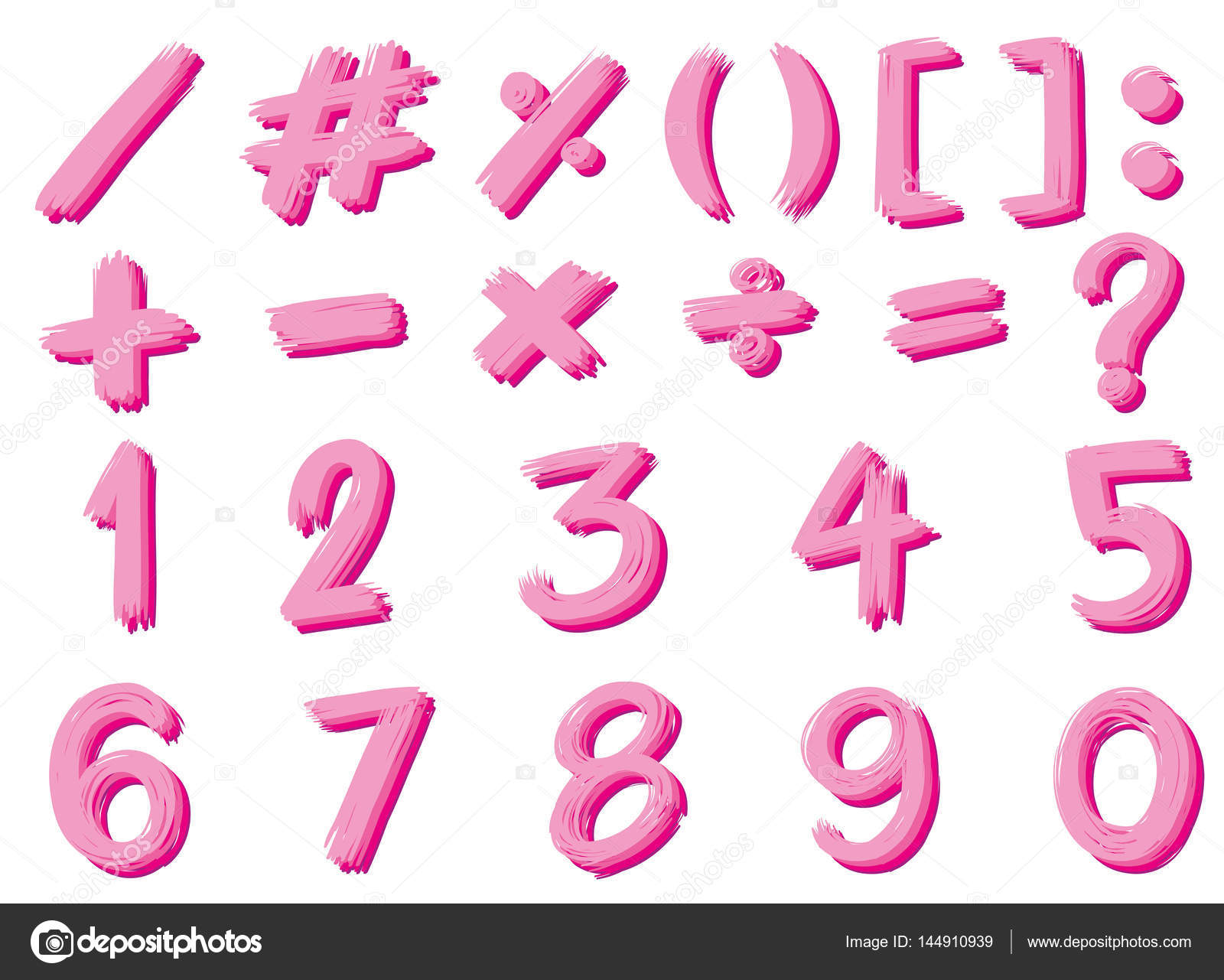 Font design for numbers and signs in pink color Stock Vector by ©brgfx ...