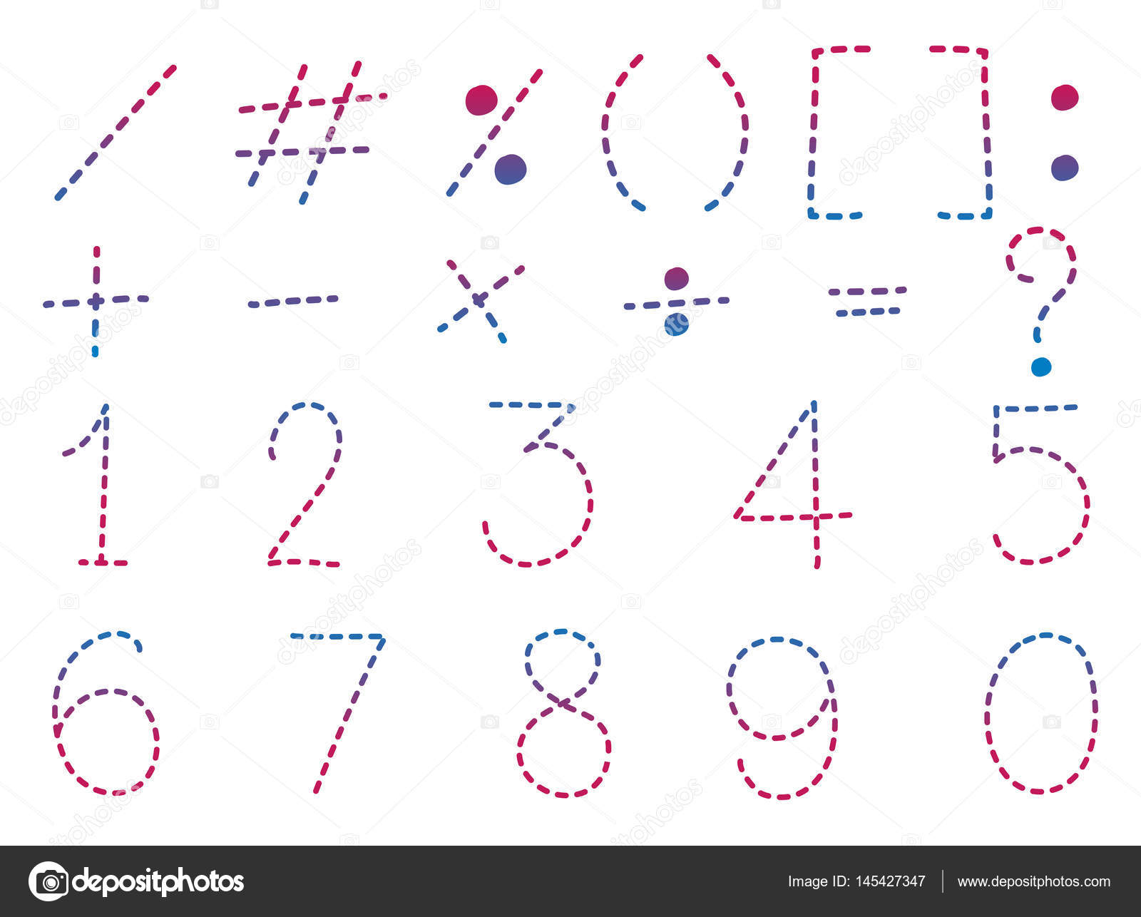Font design for numbers and signs in dot lines Stock Vector by ©brgfx ...