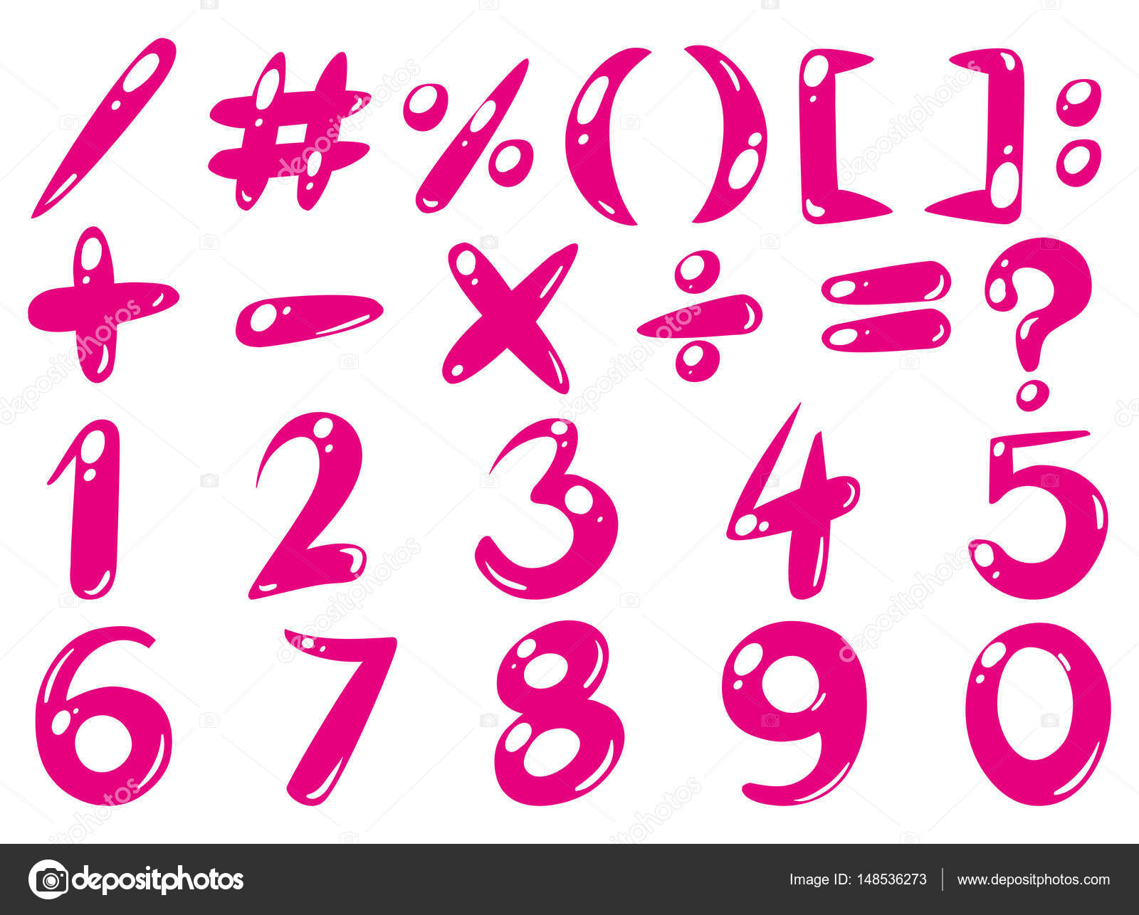 Font design for numbers and signs in pink Stock Vector Image by ©brgfx ...