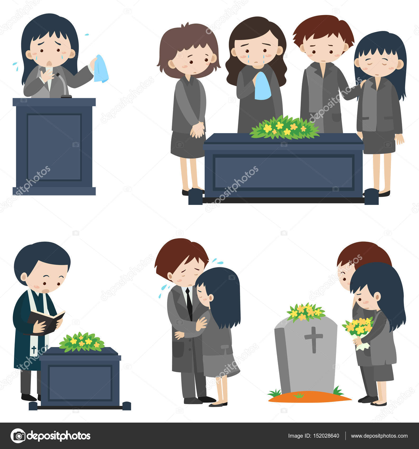 Different scenes at funeral Stock Vector Image by ©brgfx #152028640