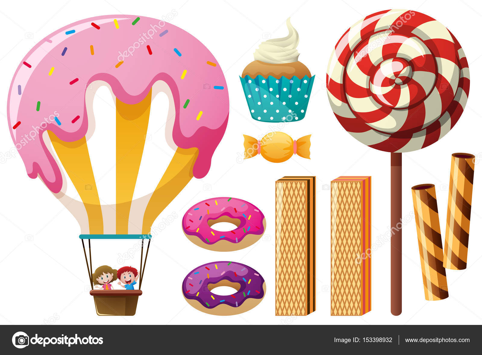 Different types of sweets Stock Vector by ©brgfx 153398932