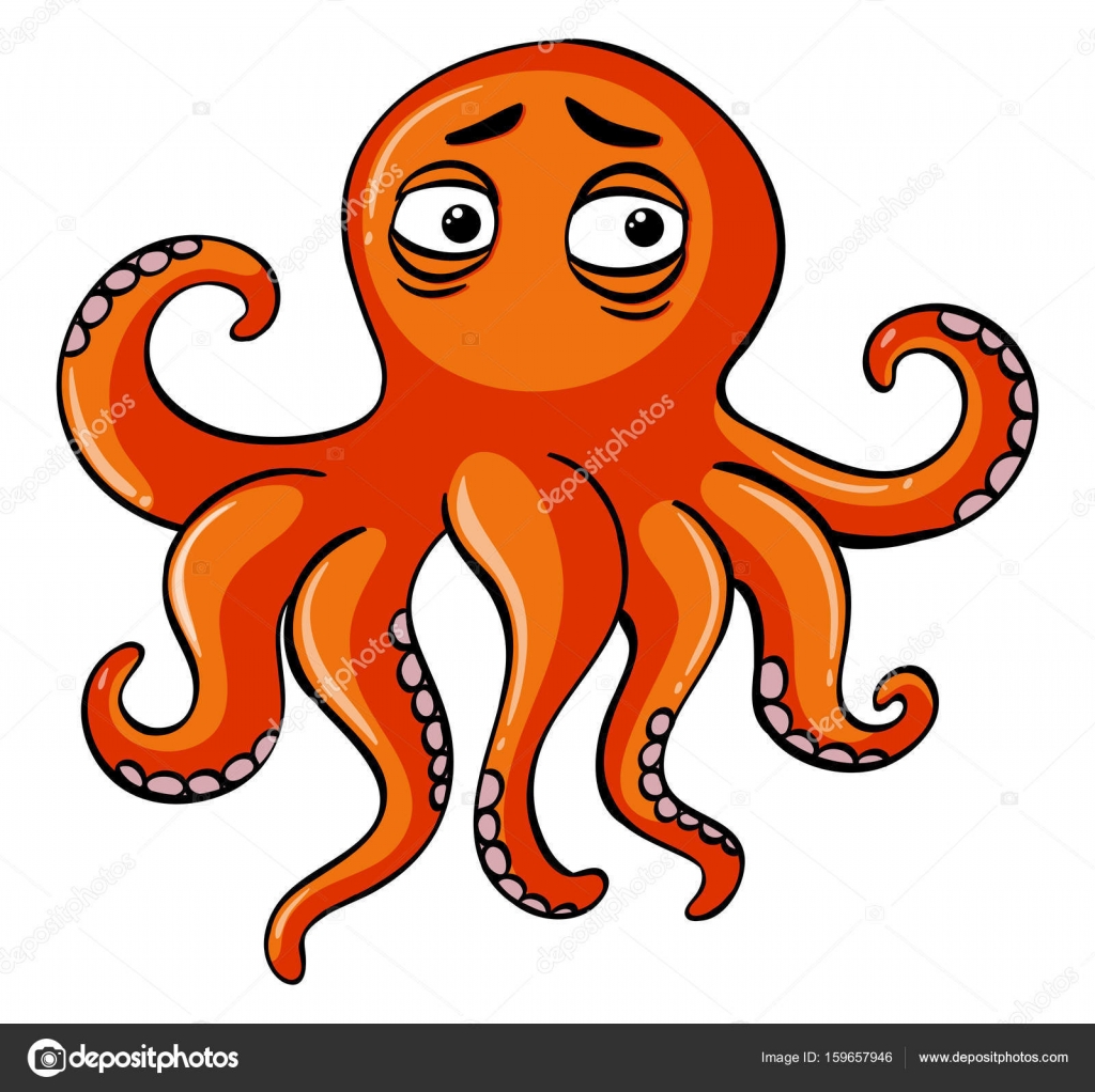 Sad octopus on white background Stock Illustration by ©brgfx #159657946