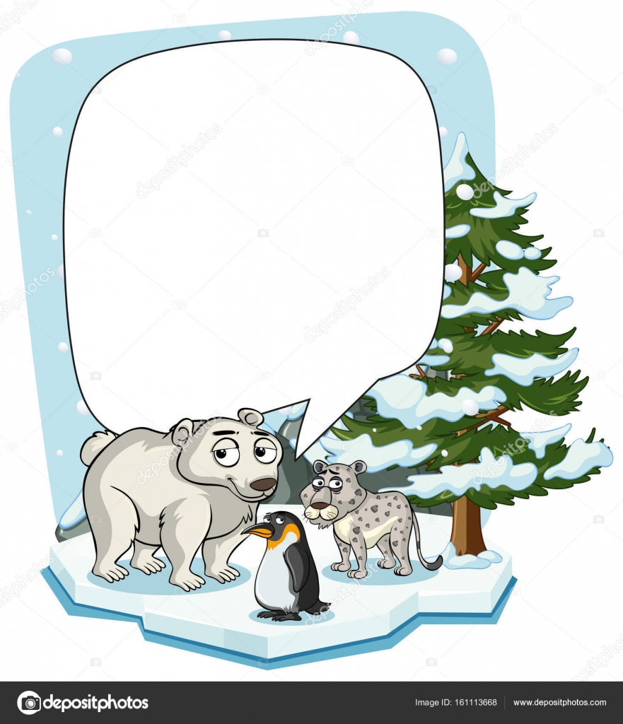 Frame template with animals in winter Stock Vector by ©brgfx 161113668