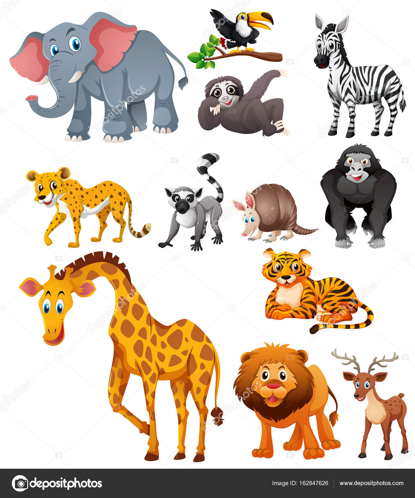 Diferentes tipos de animales salvajes Stock Vector by ©brgfx 162847626