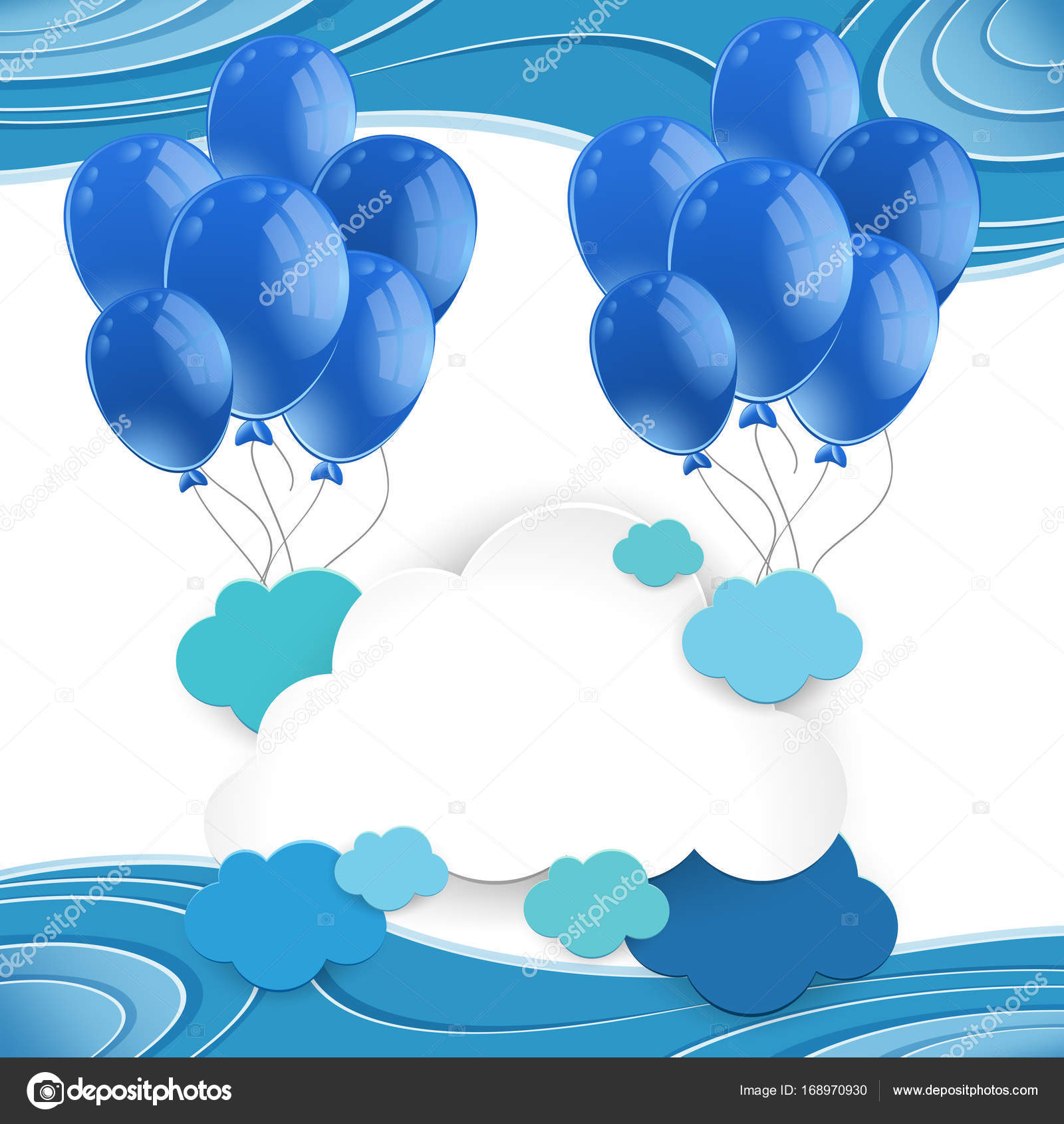 Blue balloons floating in blue sky Stock Vector Image by ©brgfx #168970930