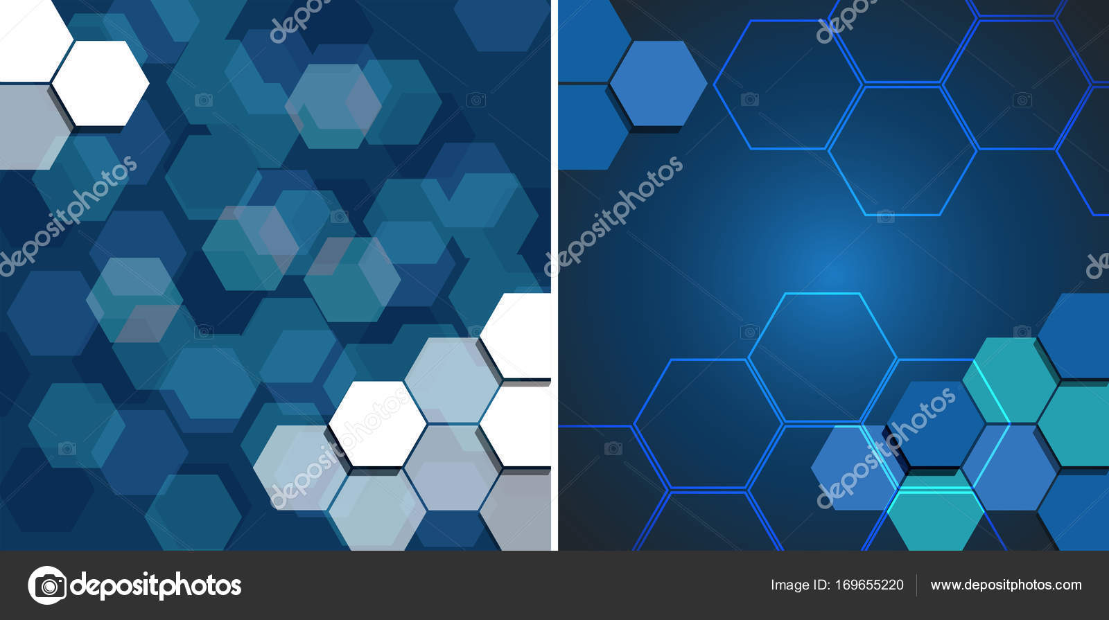 Two background templates with blue hexagon patterns Stock Vector by ...