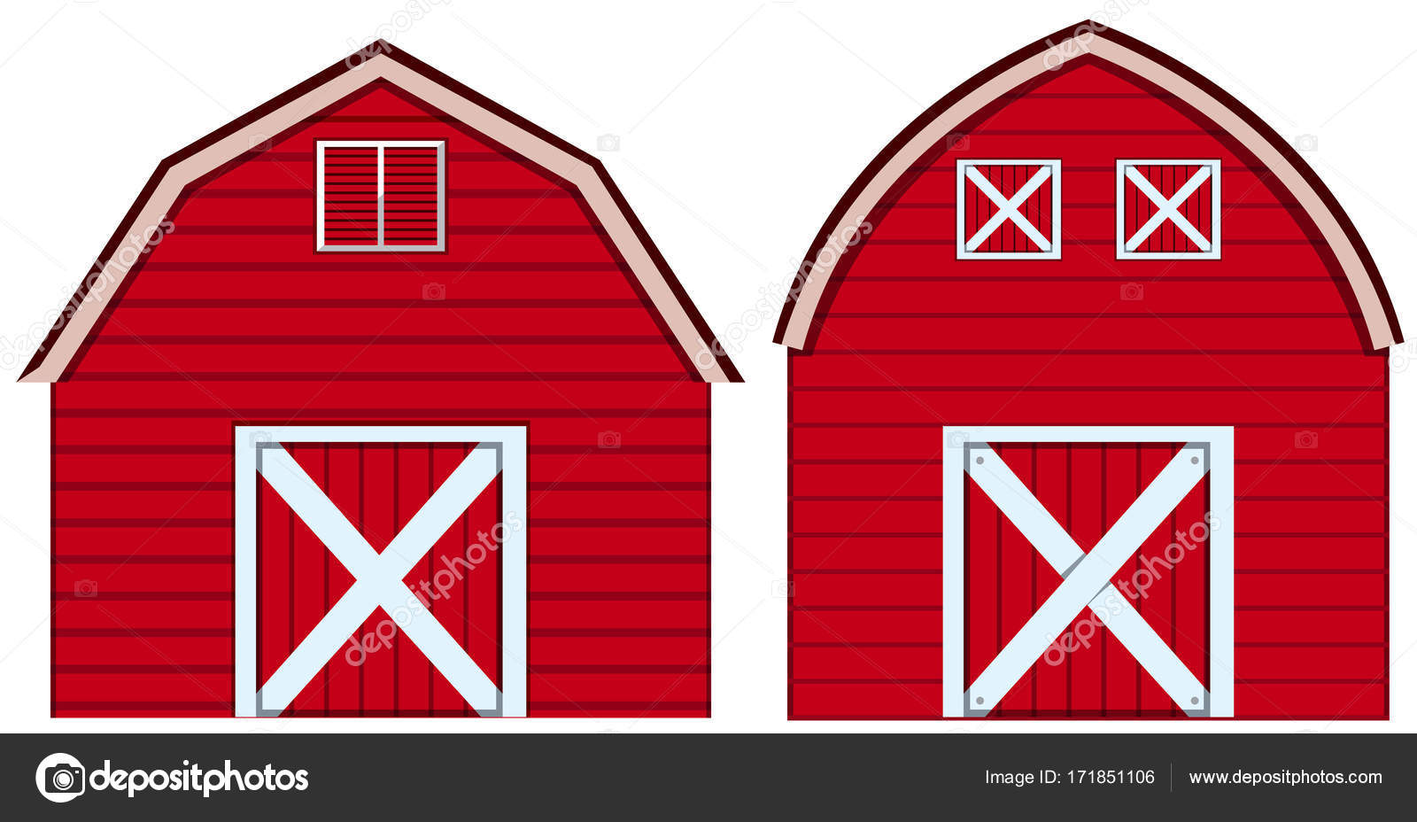 Deux modèles de grange en couleurs rouges Vecteur par ©brgfx 171851106