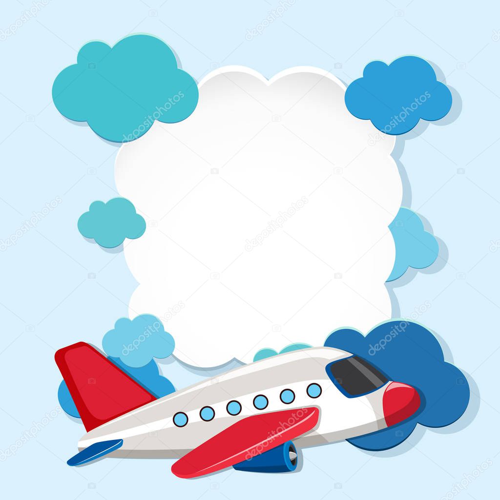 Border template with white airplane — Stock Vector © brgfx #180316236