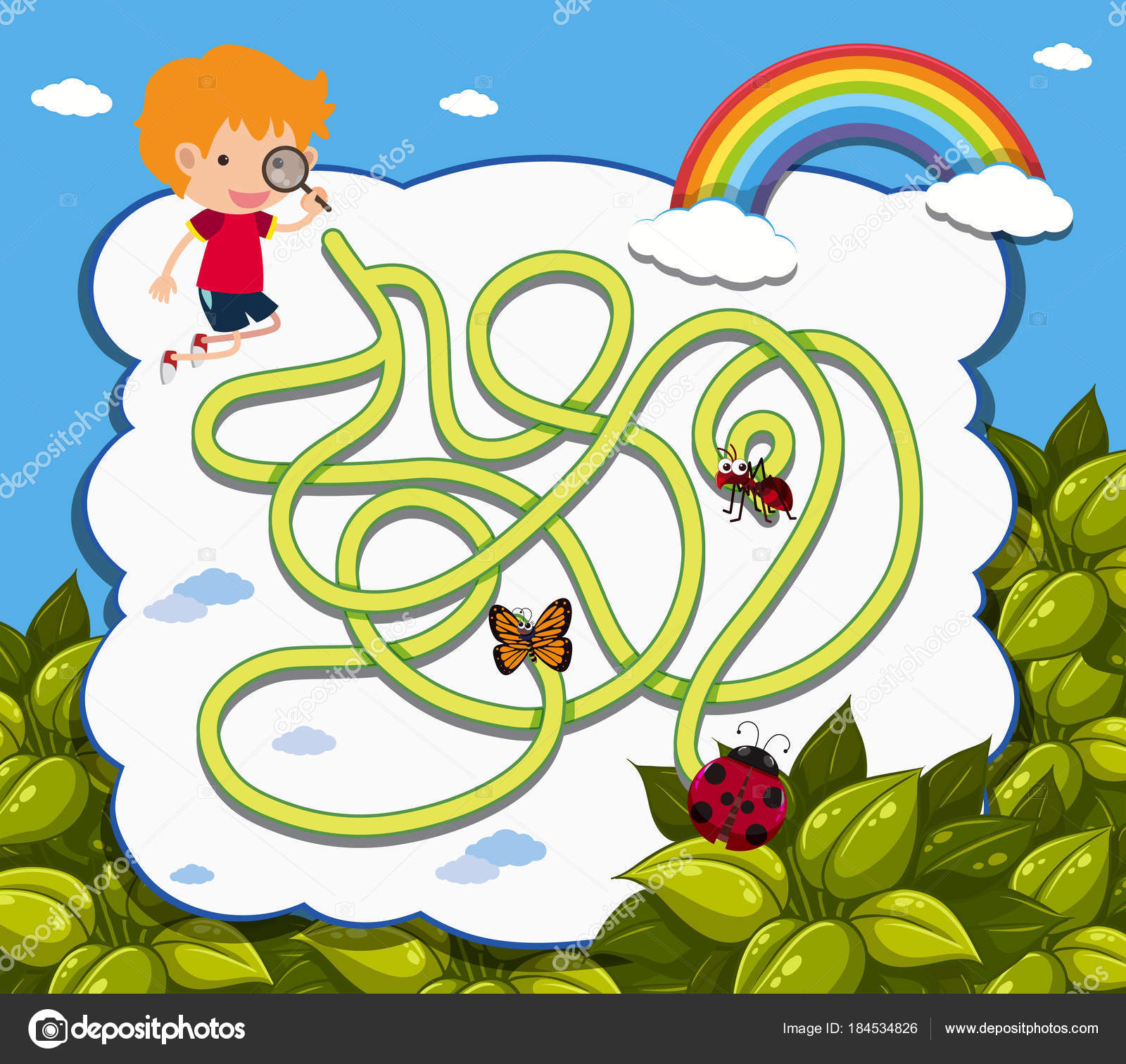 Maze game template with boy and ladybug Stock Vector Image by ©brgfx ...