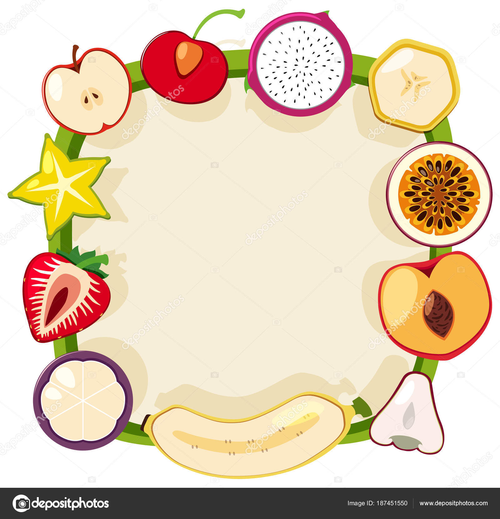 Border template with fresh fruits Stock Vector Image by ©brgfx #187451550