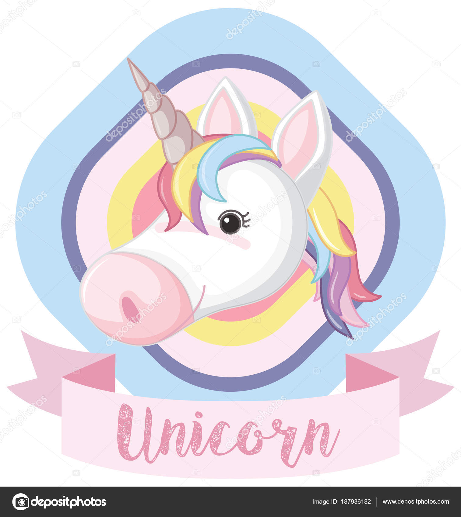 Logo design with unicorn and pink banner Stock Vector Image by ©brgfx ...