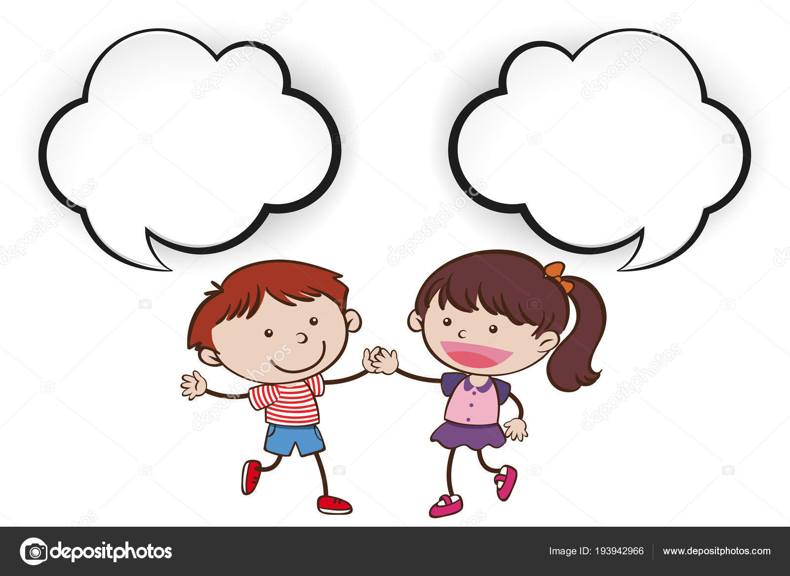 Two Kids Talking Clip Art