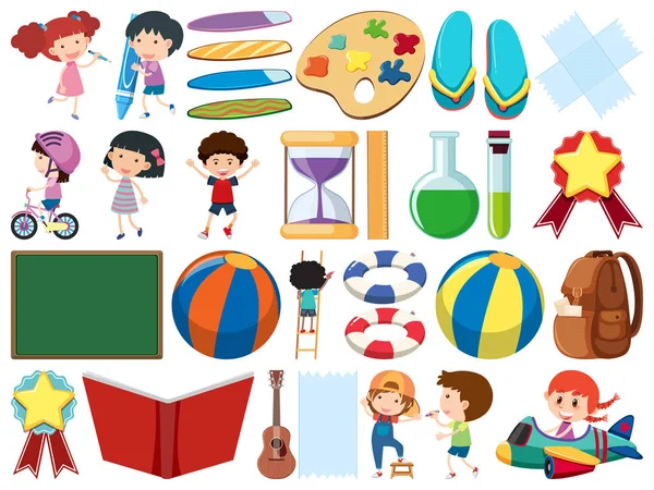 Two kids and frame template with school items — Stock Vector © brgfx ...