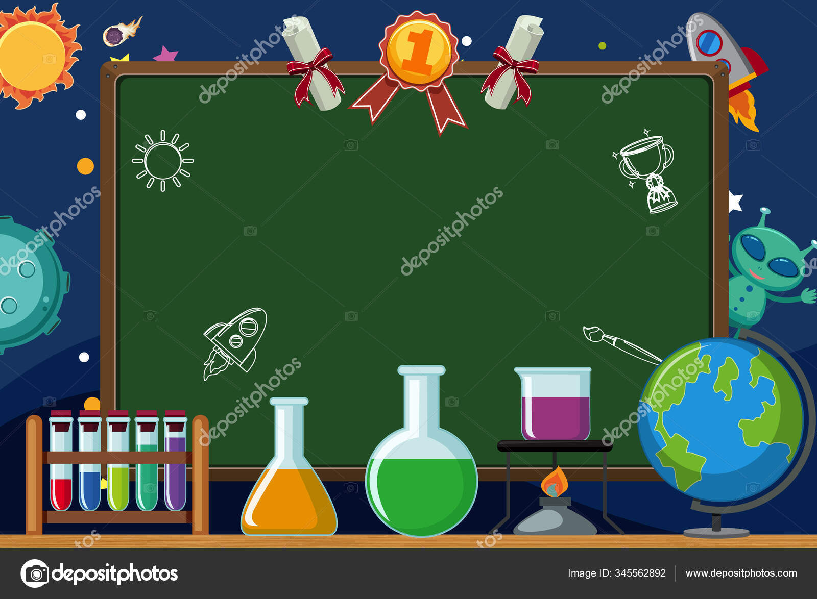 Frame template design with space theme in background Stock Vector Image ...