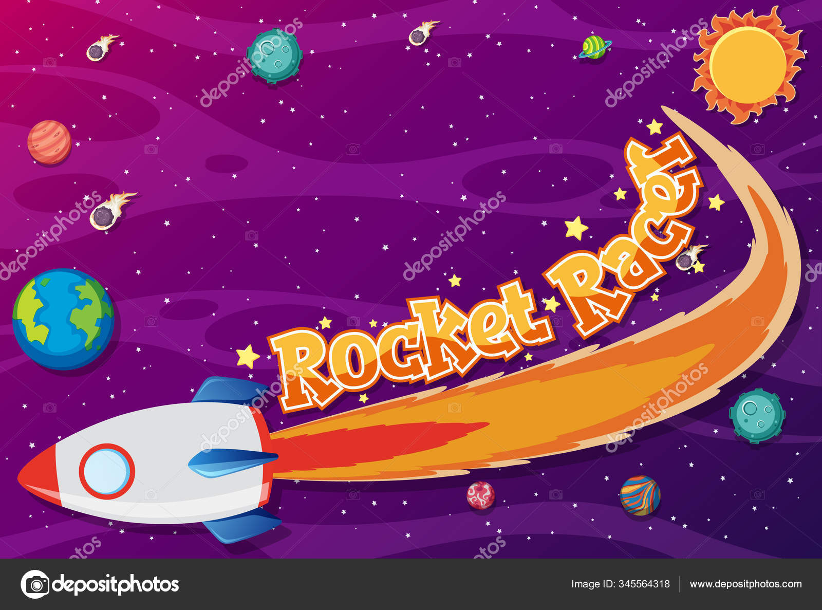 Poster design with rocket racer in the space background Stock Vector ...