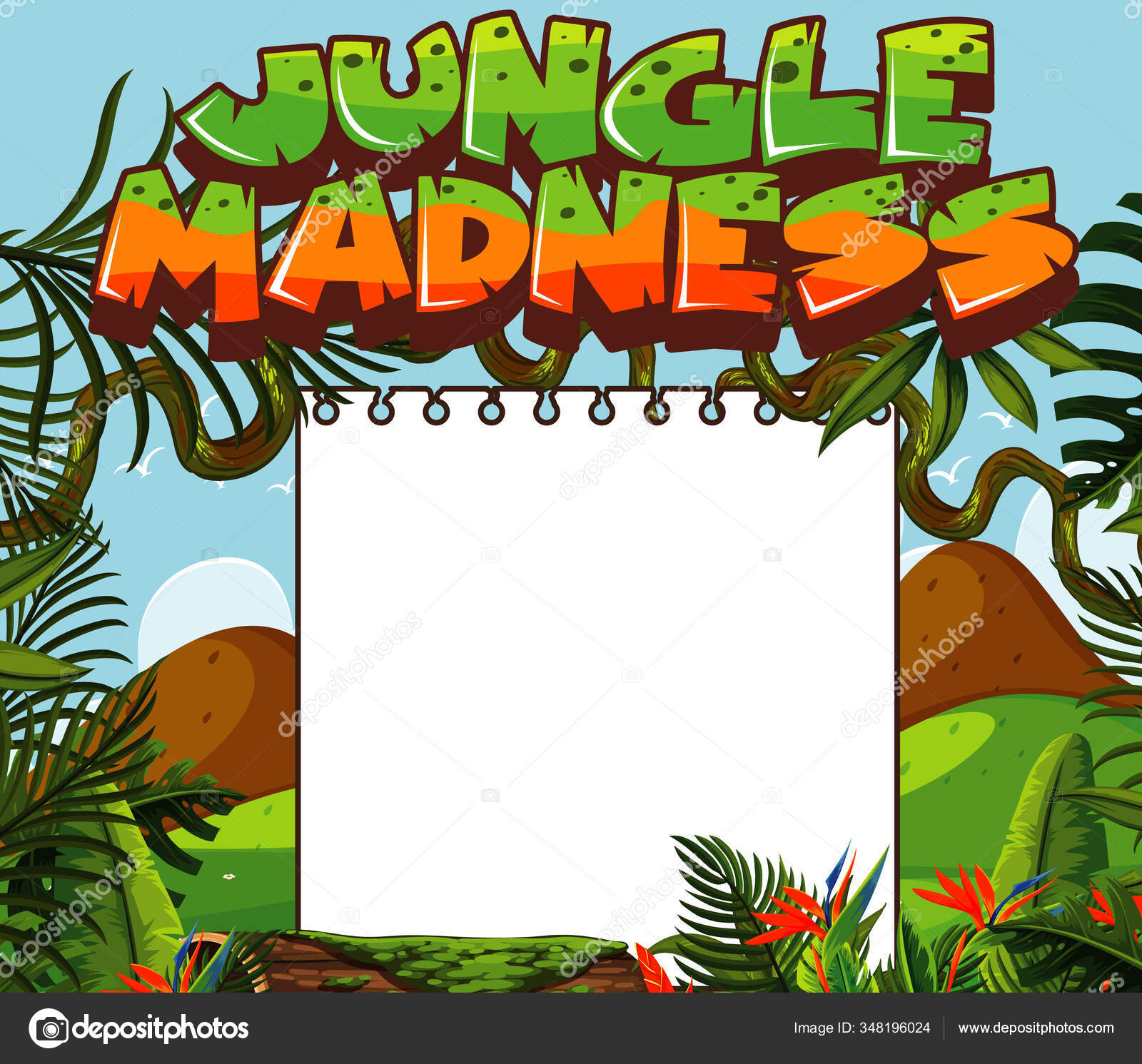 Background Template Design Green Trees Forest Illustration Stock Vector ...